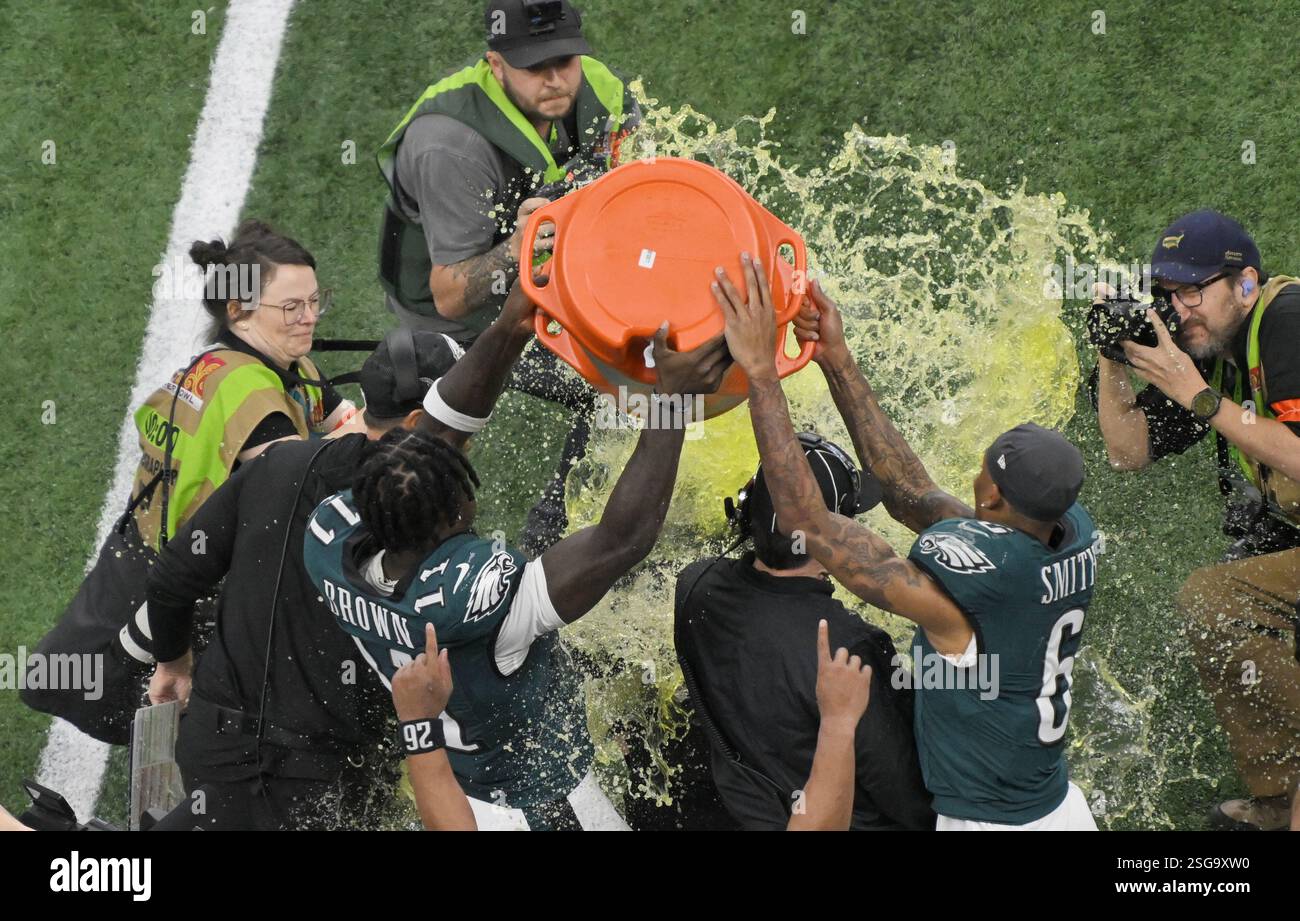 New Orleans, United States. 09th Feb, 2025. Philadelphia Eagles players ...