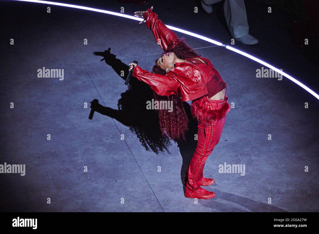 New Orleans, USA. 09th Feb, 2025. SZA performs during the Apple Music ...