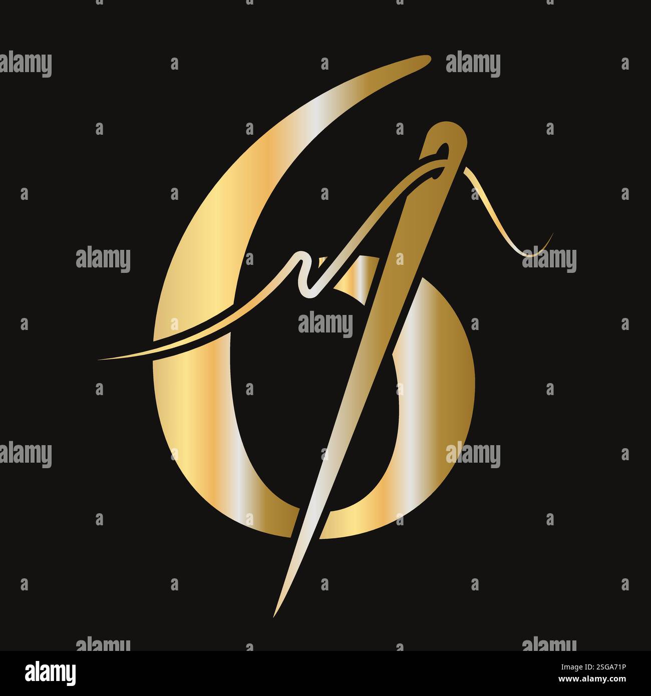 Initial Letter 6 Sewing Needle Logo Design for Embroider, Textile ...