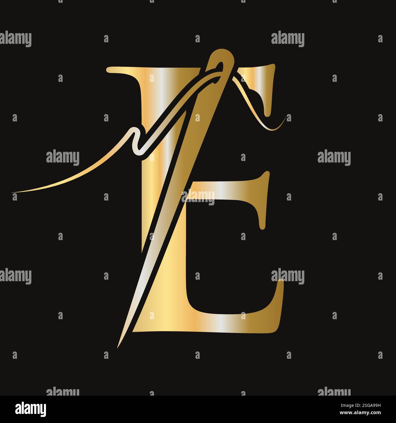 Initial Letter E Sewing Needle Logo Design for Embroider, Textile ...