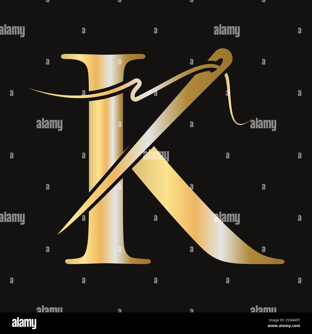 Initial Letter K Sewing Needle Logo Design for Embroider, Textile ...