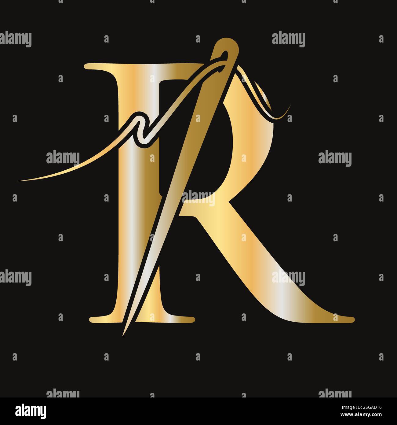 Initial Letter R Sewing Needle Logo Design for Embroider, Textile ...