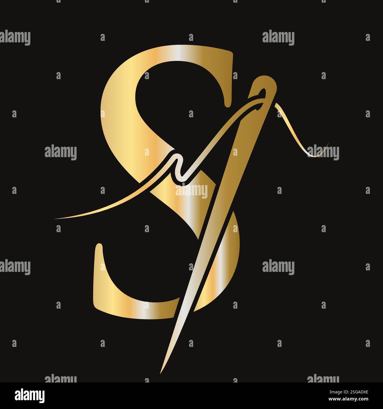Initial Letter S Sewing Needle Logo Design for Embroider, Textile ...