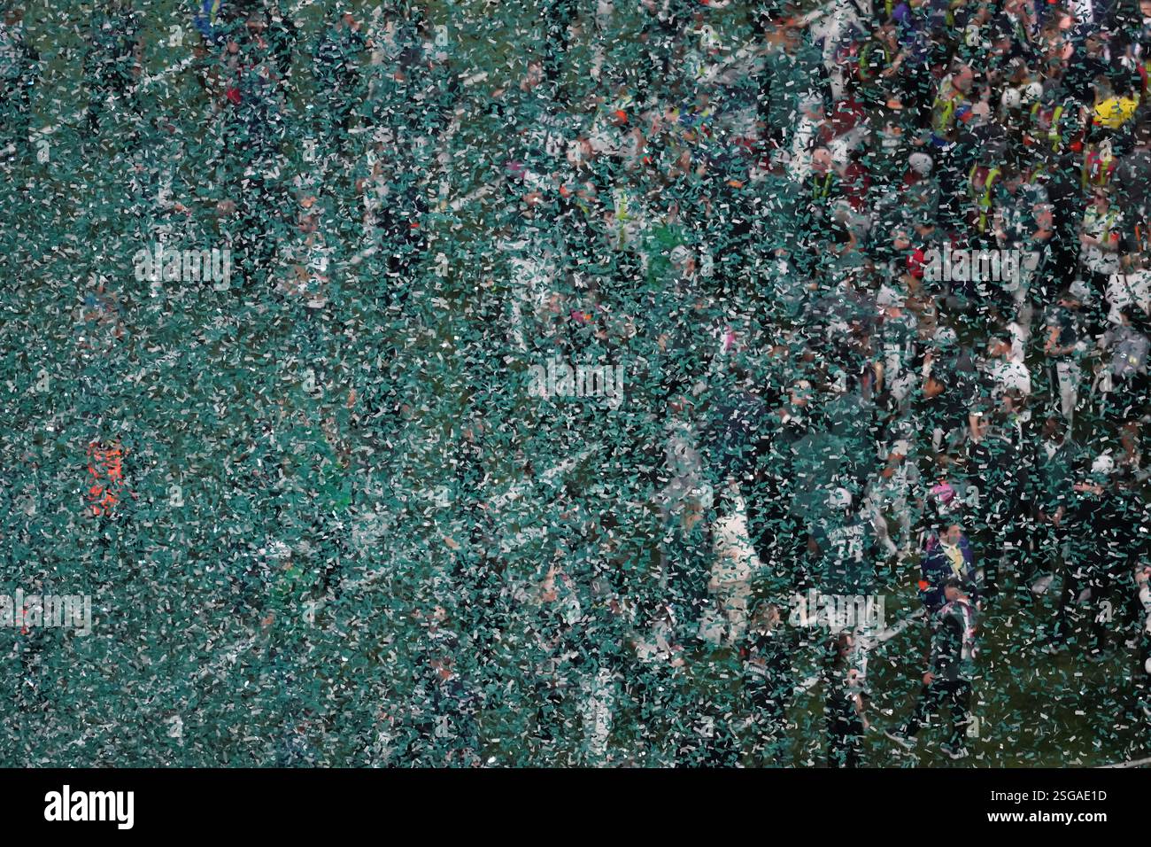 Confetti falls after the NFL Super Bowl 59 football game between the ...