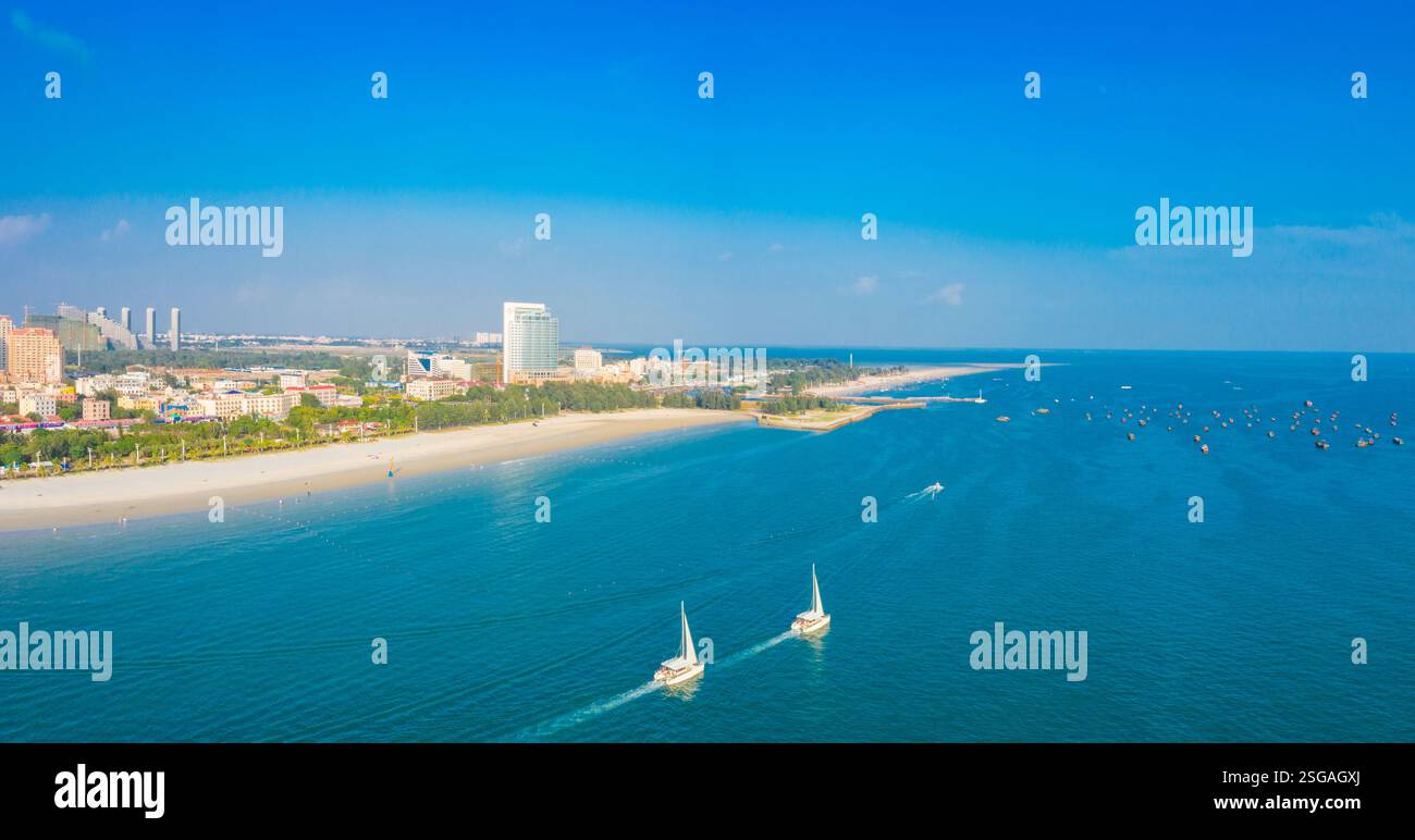 The city seaside scenery of Beihai Silver Beach in Guangxi, China Stock ...