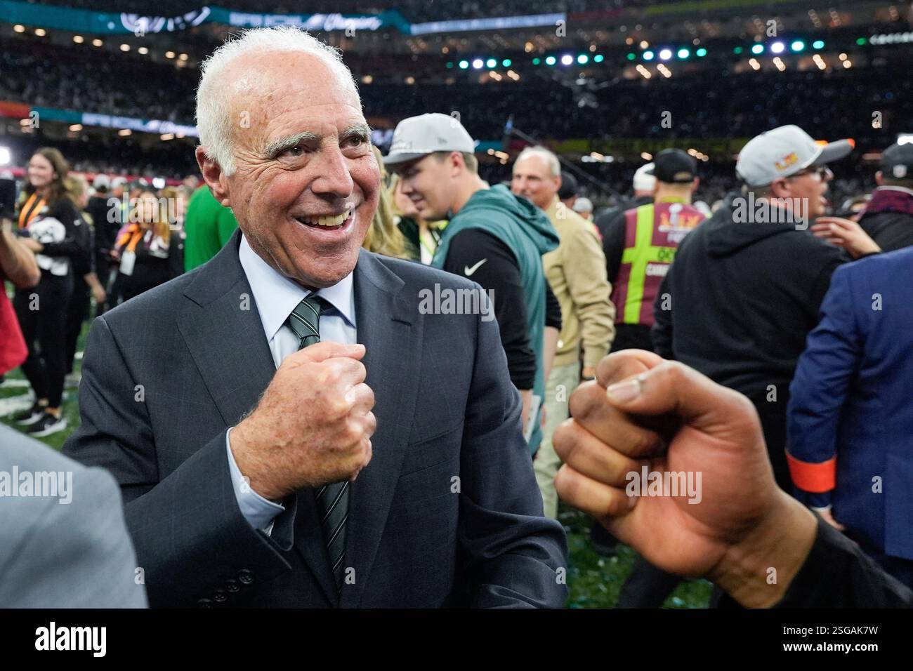 Philadelphia Eagles owner Jeffrey Lurie smiles on the field after the ...