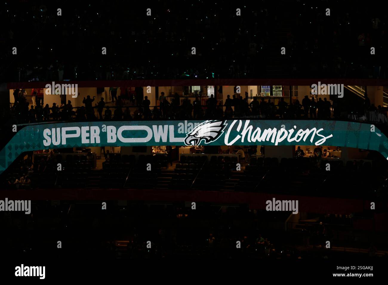LED banners display Super Bowl Champions images after the Philadelphia ...