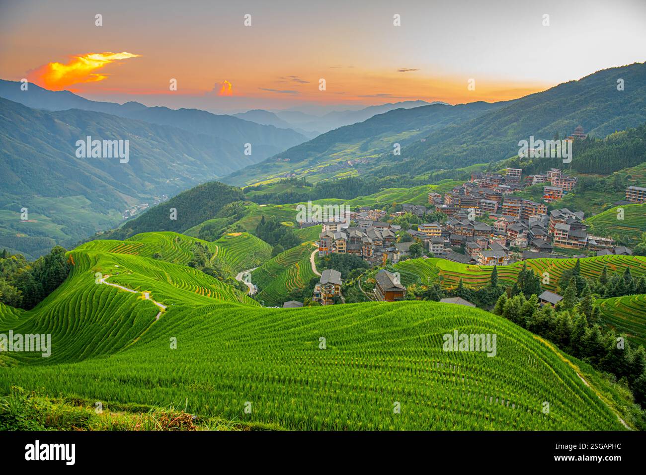The longji rice terrace viewed from the viewpoint number 2 thousand ...