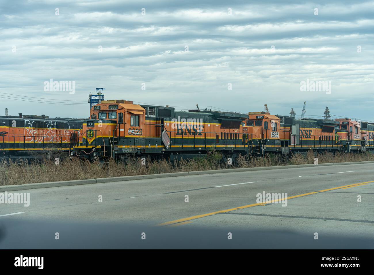 January 17 2024 - Galveston Texas United States - RMBC freight trains ...