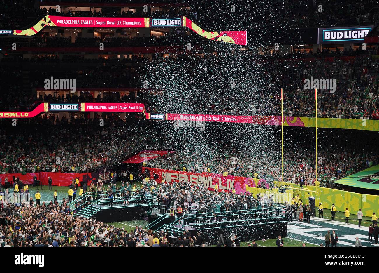 New Orleans, United States. 09th Feb, 2025. Confetti falls as ...