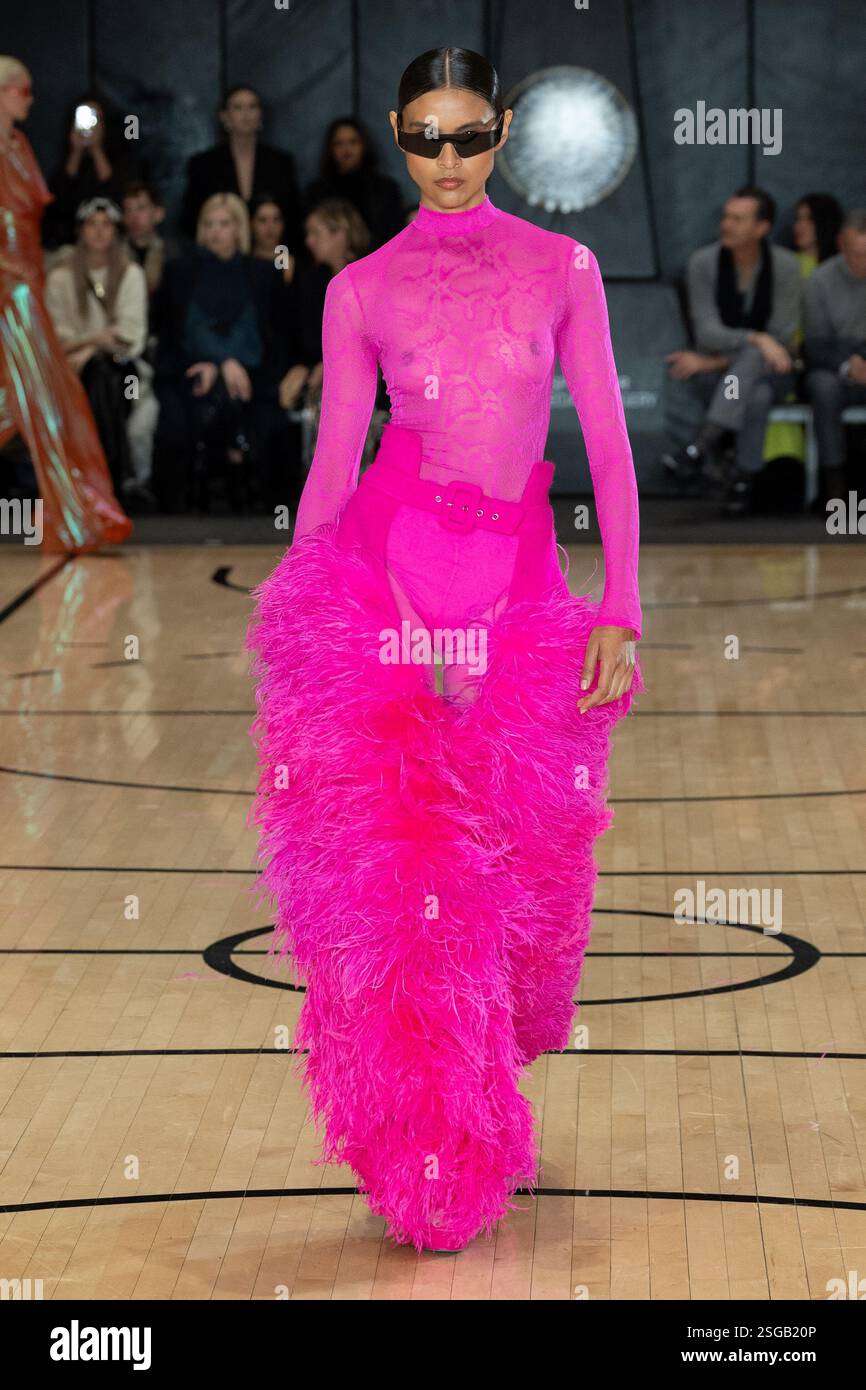 New York, USA. 09th Feb, 2025. A model is seen on the catwalk at the ...