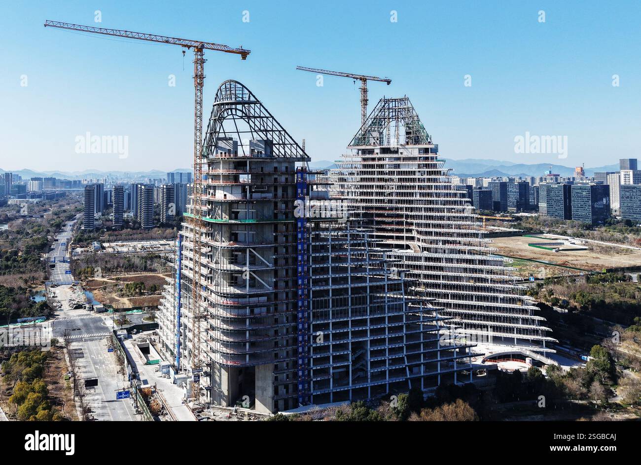 HANGZHOU, CHINA - FEBRUARY 10, 2025 - An aerial photo shows the ...