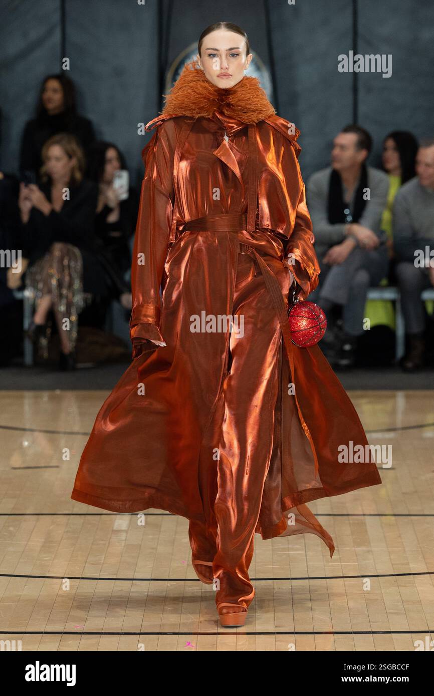 New York, USA. 09th Feb, 2025. A model is seen on the catwalk at the ...