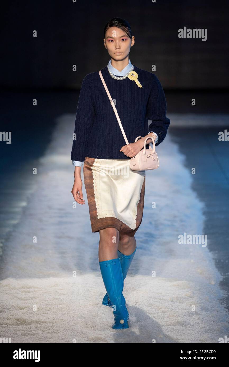 New York, USA. 09th Feb, 2025. A model is seen on the catwalk at the ...