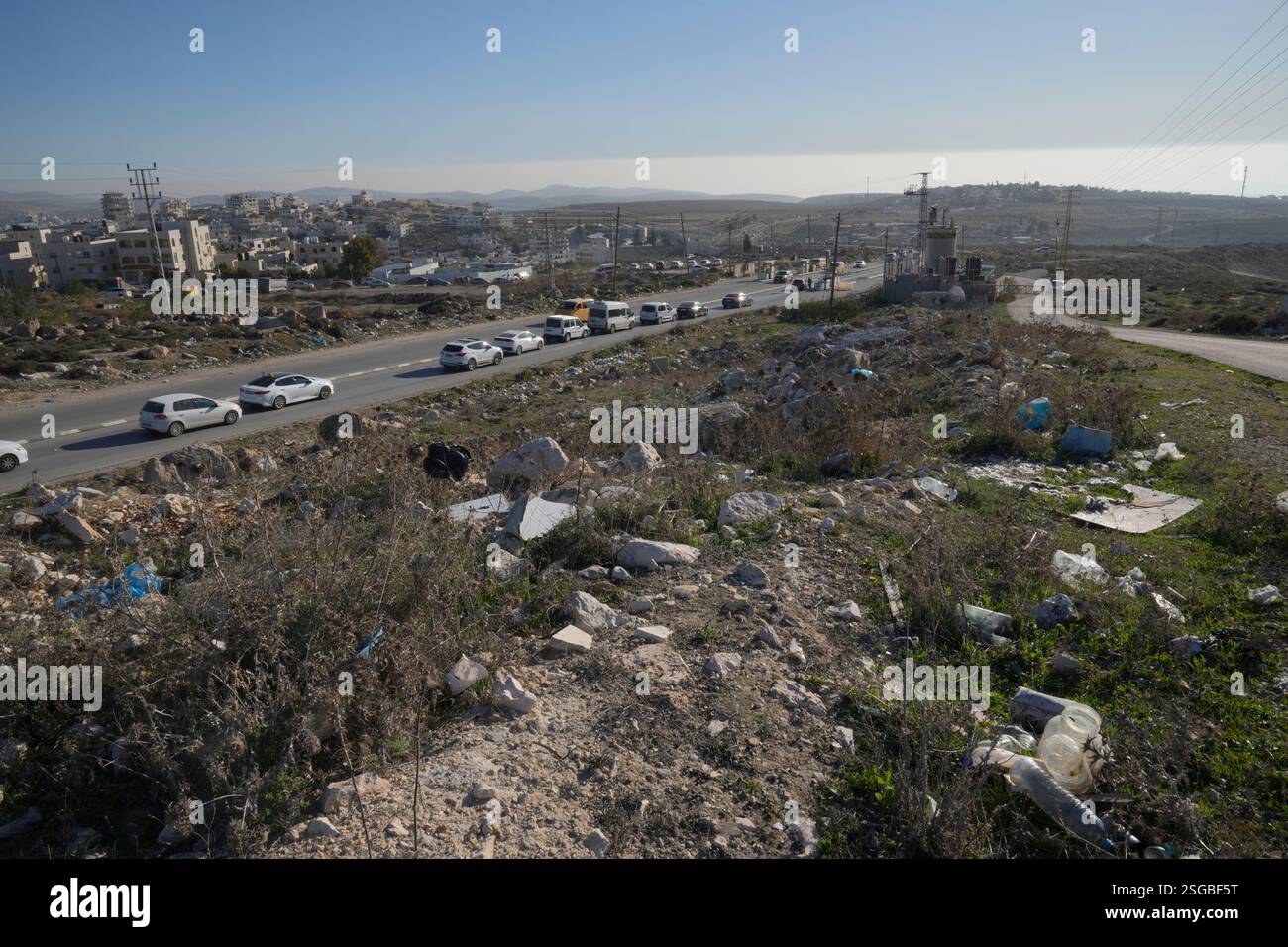 Motorists lineup at the Jaba checkpoint, near the West Bank city of ...