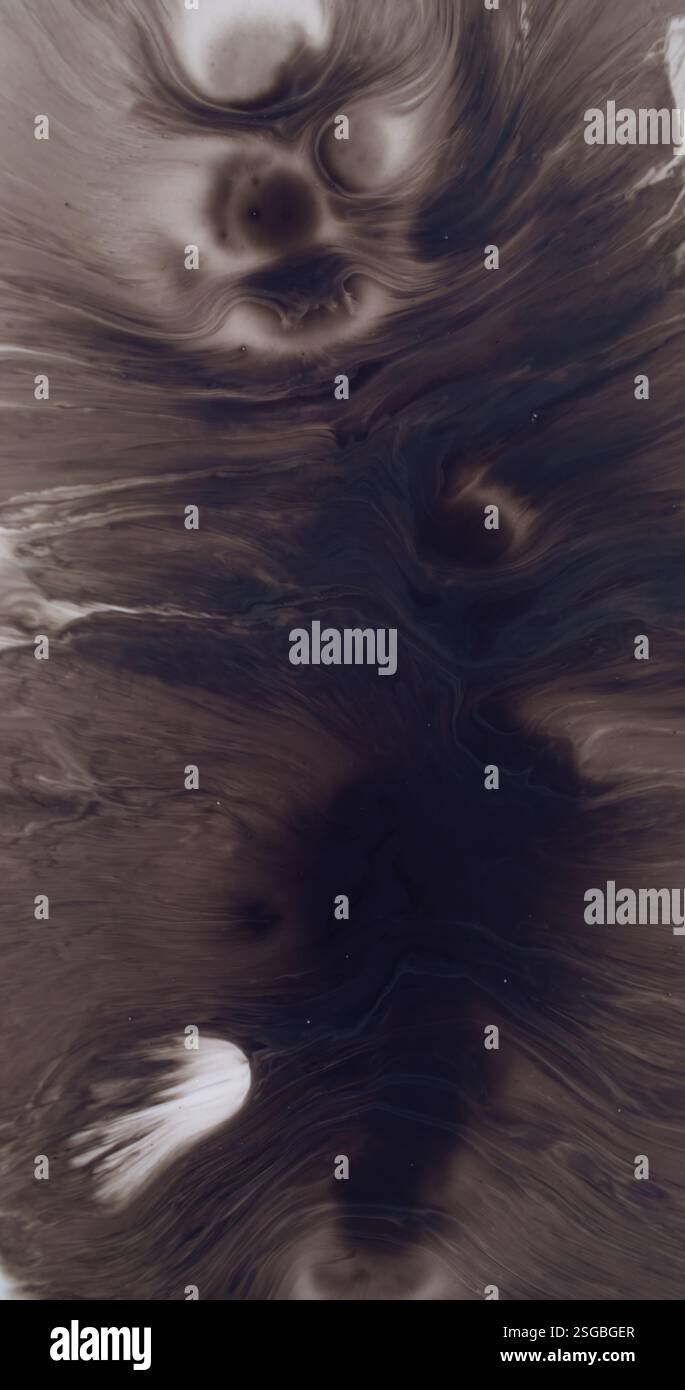 Paint flow. Dirty ink. Fantasy filling space black white liquid foggy ...