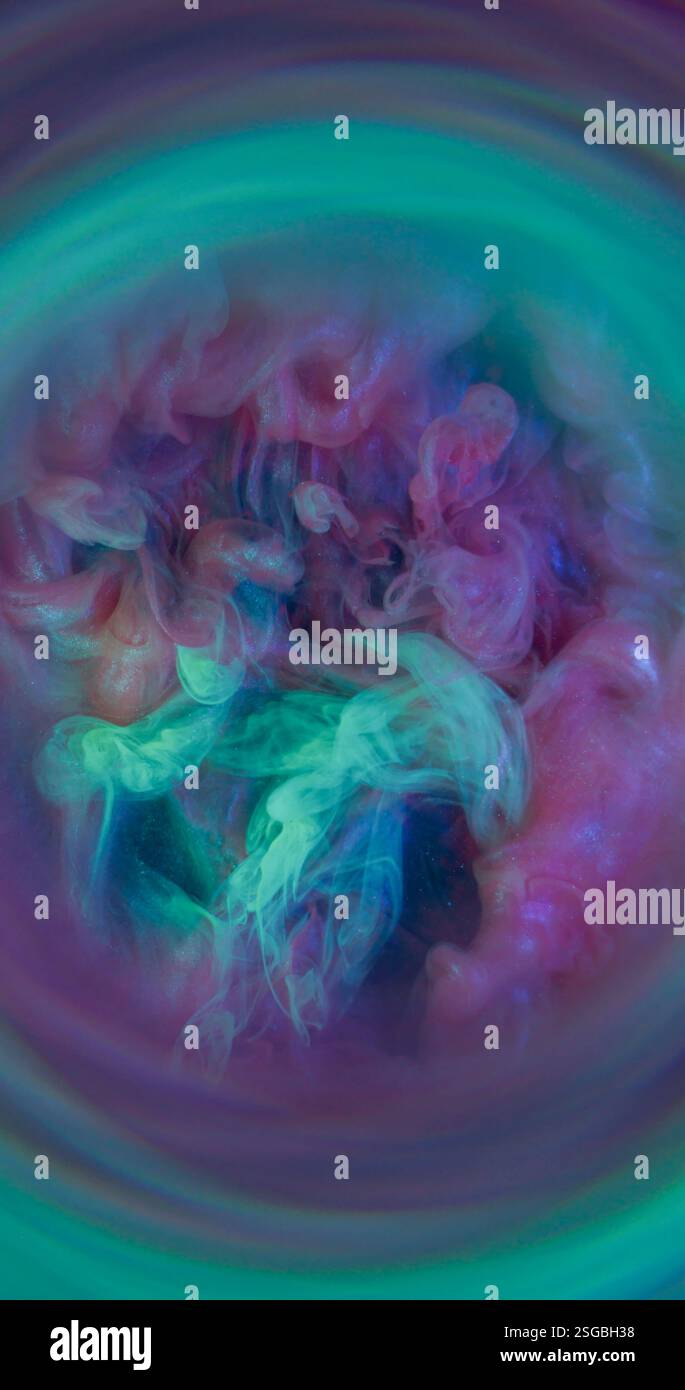 Mist ink. Smoke explosion. Colorful haze emerge wave spill on liquid ...