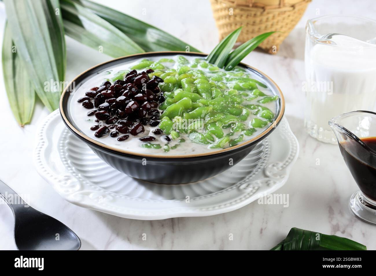 Malaysian Desserts Called Cendol. Cendol is Made From Crushed Ice Cubes ...