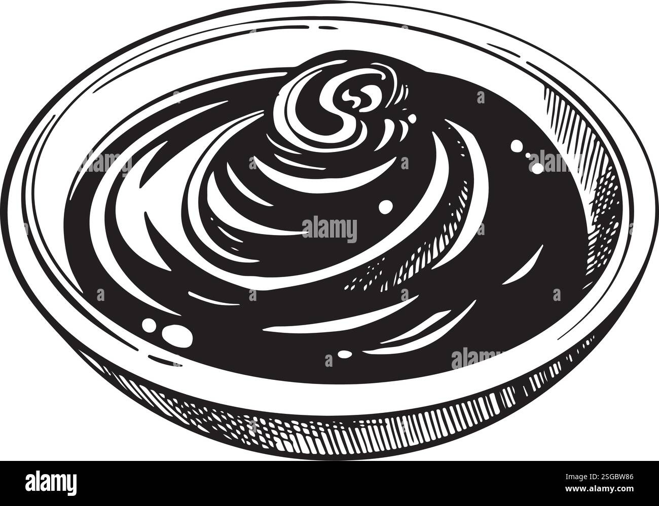 Sauce bowl outline icon vector illustration. Line hand drawing BBQ ...