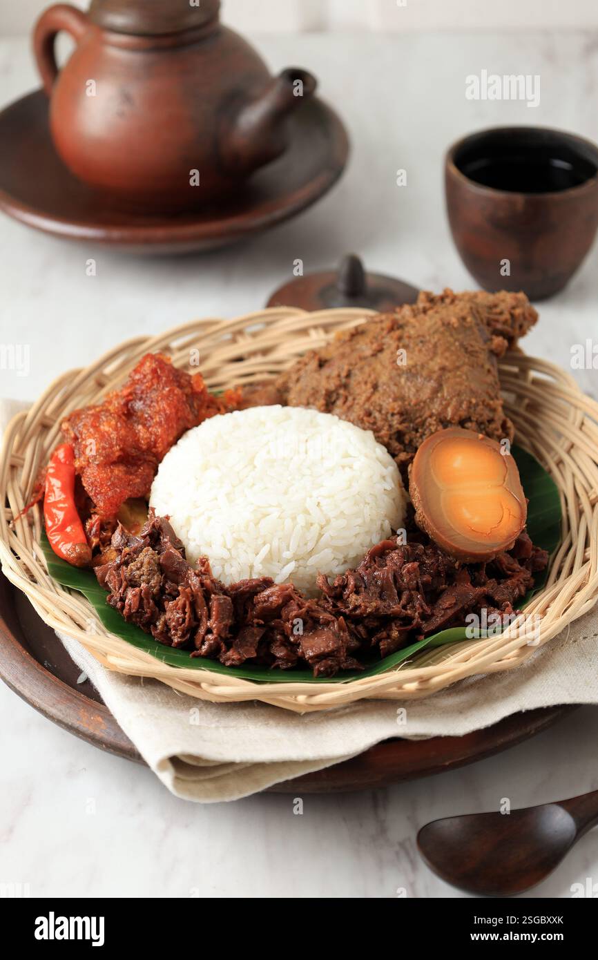 A Plate of Nasi Gudeg Jogja, Traditional Food Made from Unripe ...