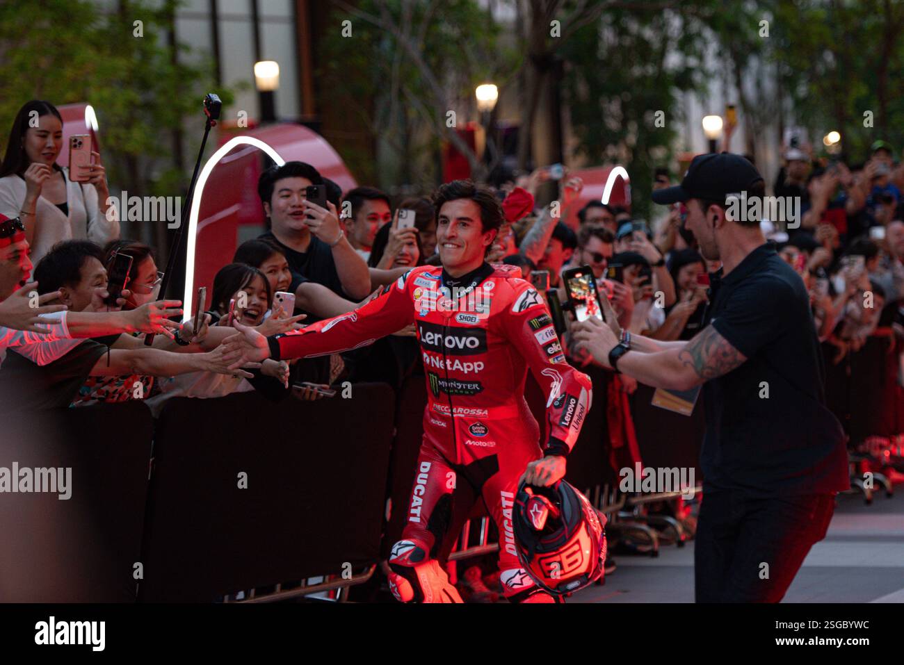 Bangkok, Thailand. 09th Feb, 2025. Marc Marquez #93 Ducati Lenovo Team, greet supporters while ...