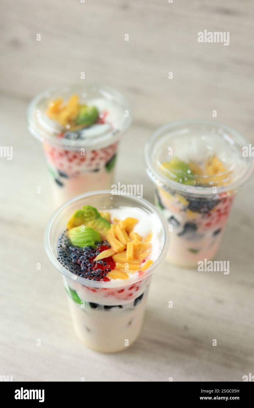 Es Teller Sultan in Plastic Cup, Indonesian Traditional Mix Fruit ...