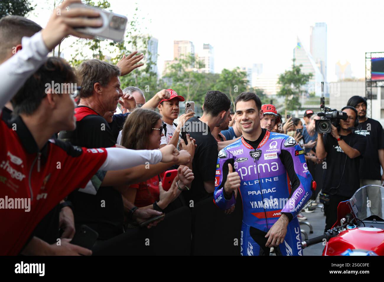 Bangkok, Thailand. 09th Feb, 2025. Miguel Oliveira #88 (Portugal) Prima Pramac Yamaha, greet ...