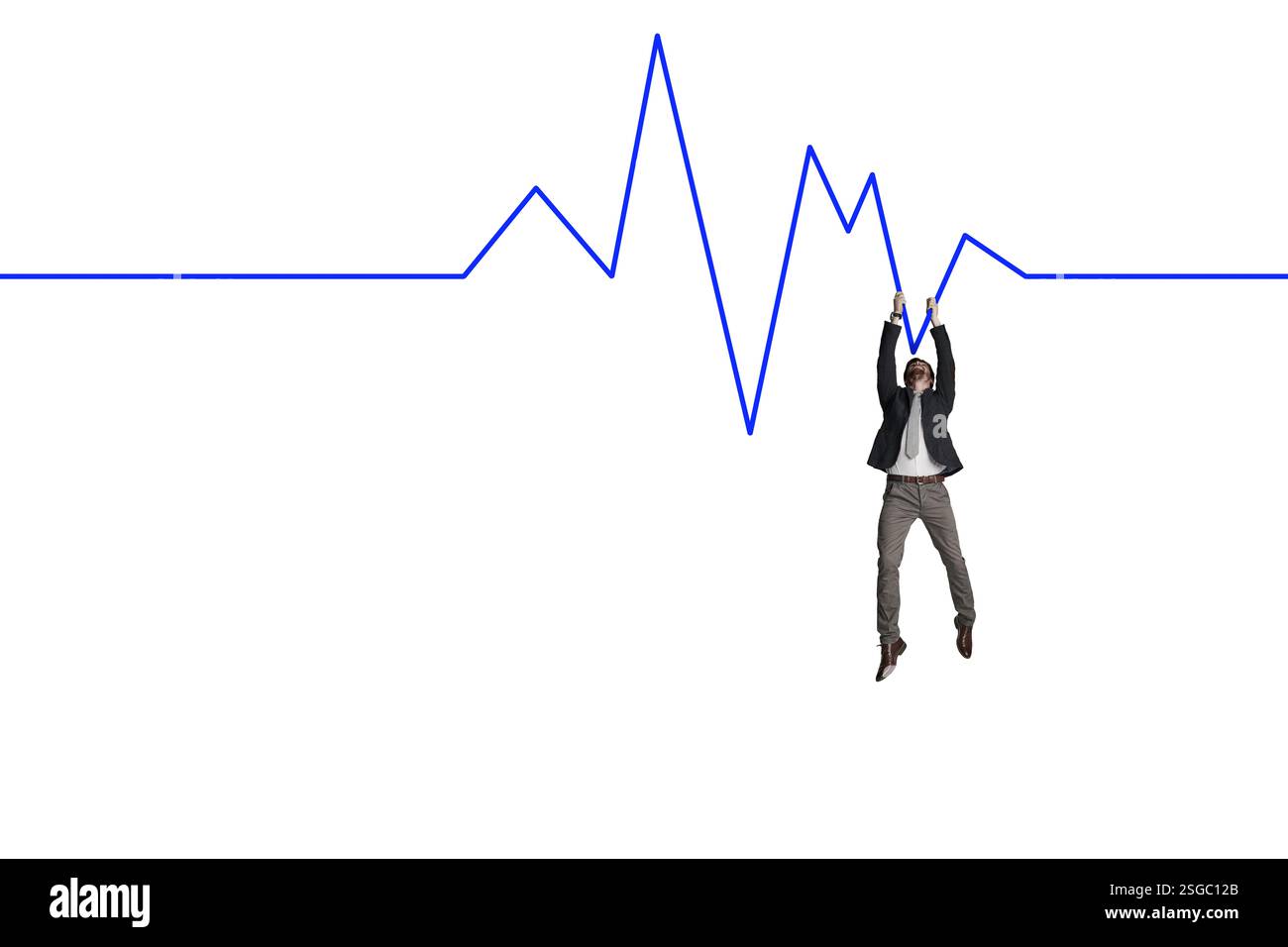 Graph, crash and stock market with business man in studio for president ...