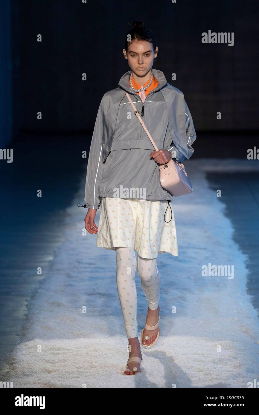 New York, USA. 09th Feb, 2025. A model is seen on the catwalk at the ...