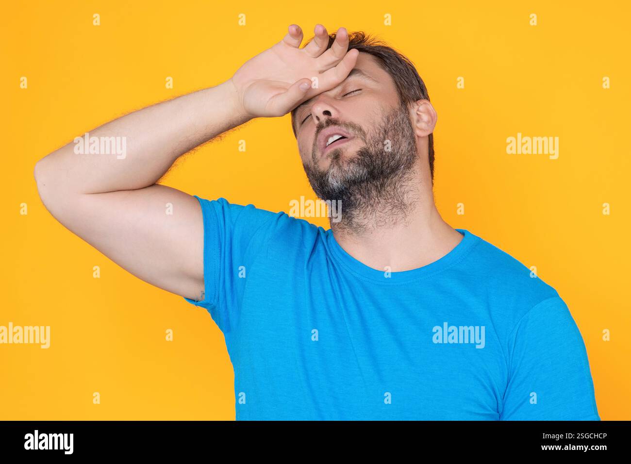 Man with Migraine headache. Tension or cluster headache, migraine close ...