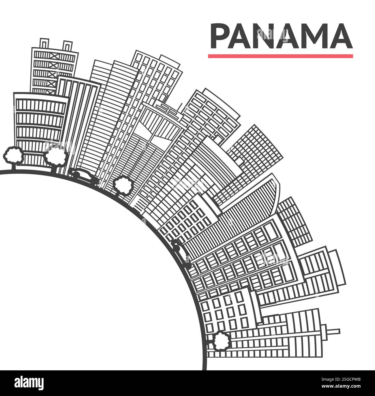 Outline Panama City Skyline with Modern Buildings and copy space ...