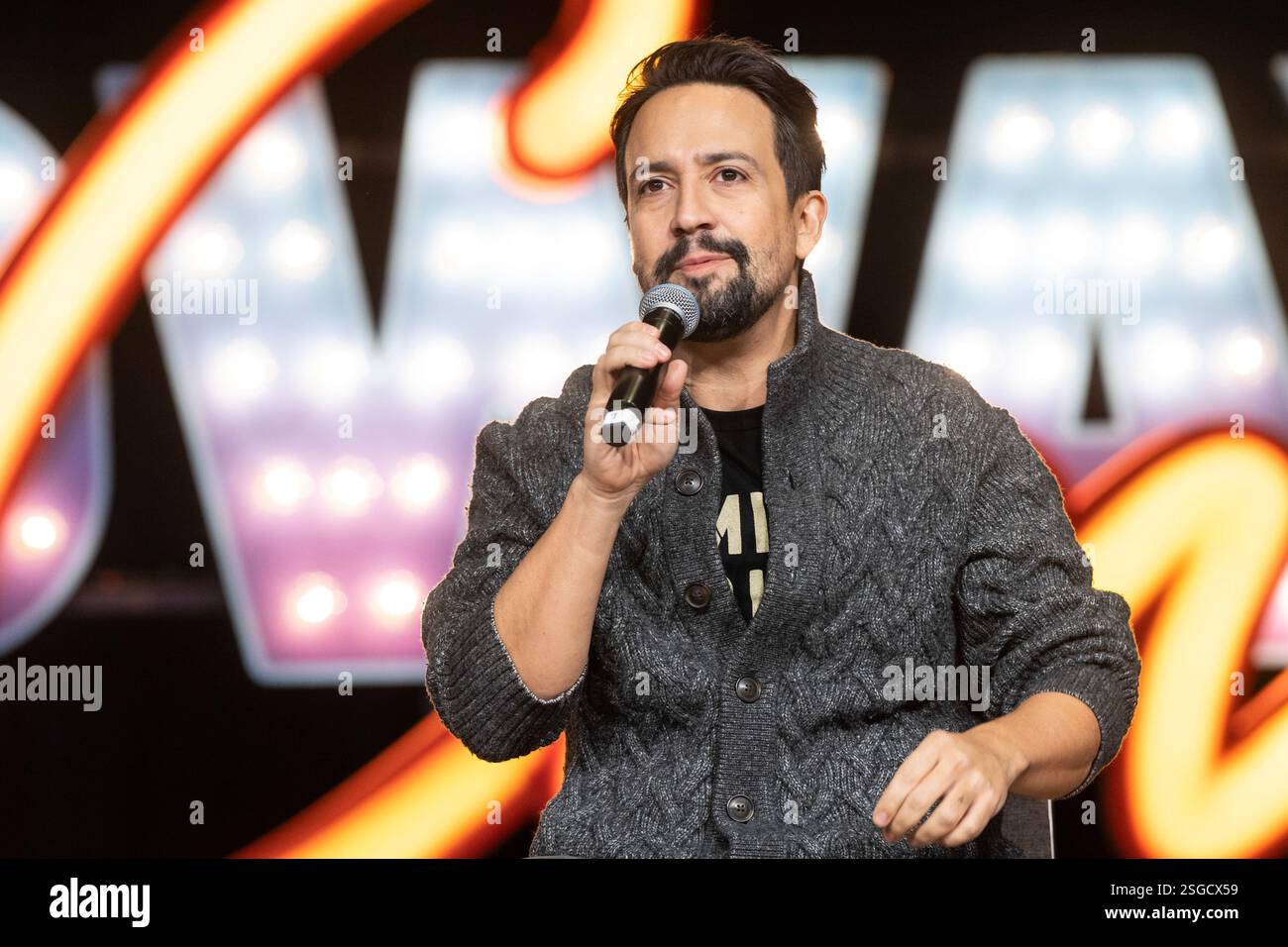 Lin-Manuel Miranda in conversation with Frank DiLella on stage during ...