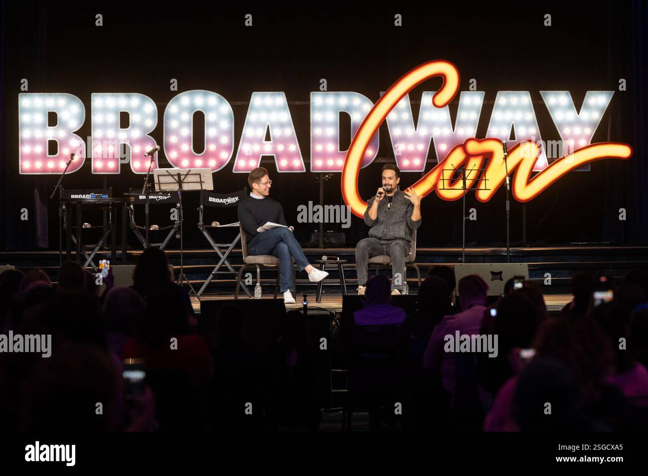 Lin-Manuel Miranda in conversation with Frank DiLella on stage during ...