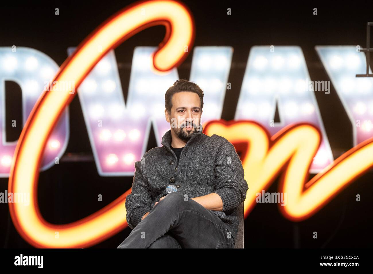 Lin-Manuel Miranda in conversation with Frank DiLella on stage during ...