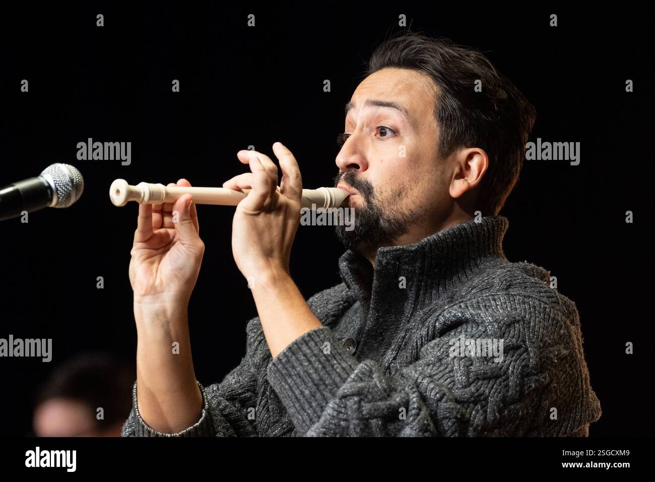 Lin-Manuel Miranda performs while participating in conversation with ...