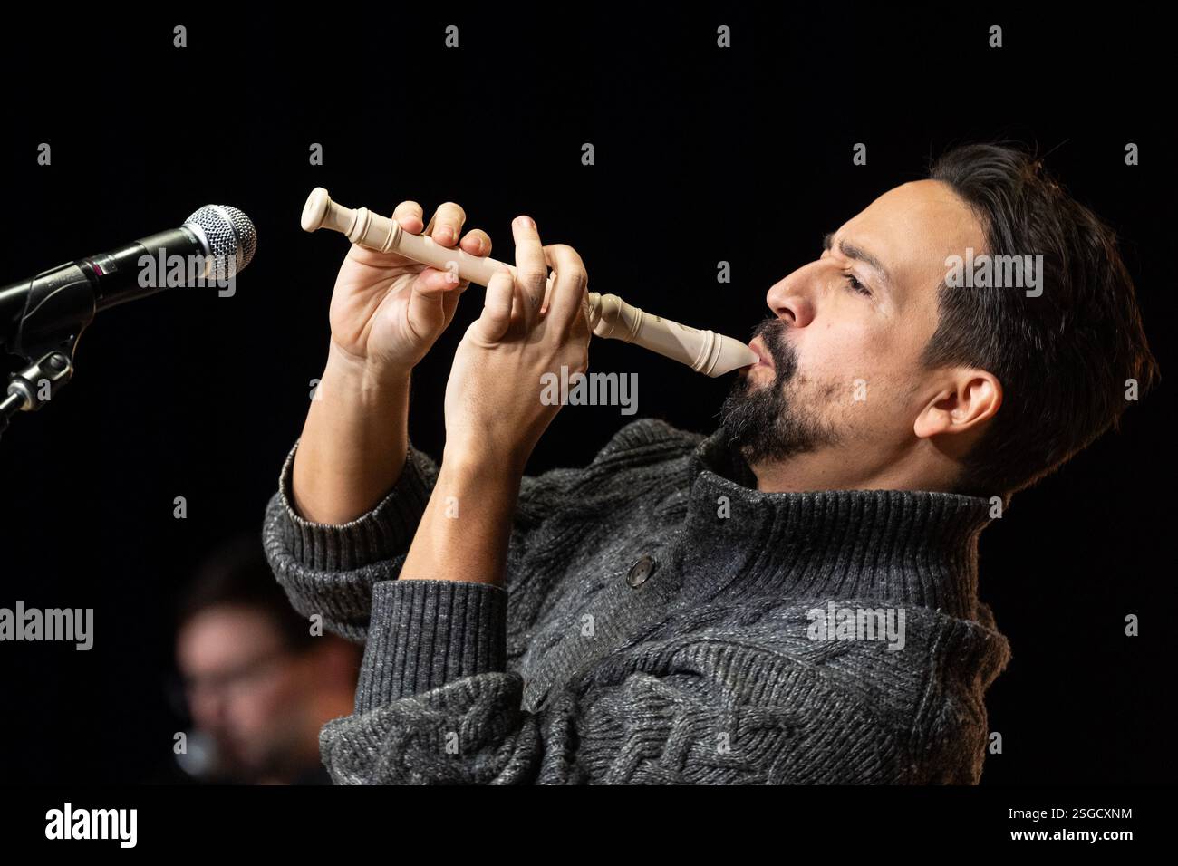 Lin-Manuel Miranda performs while participating in conversation with ...