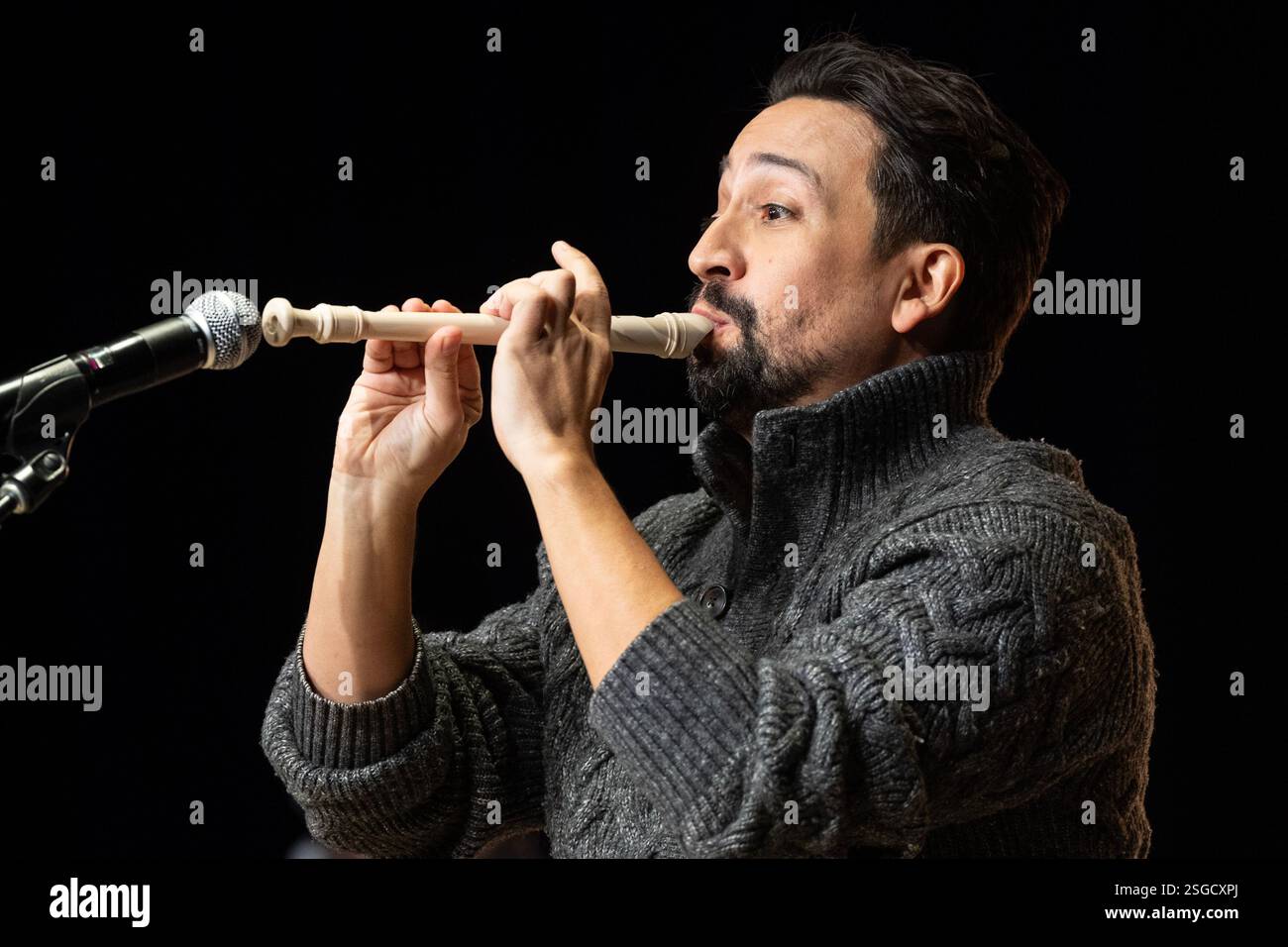 Lin-Manuel Miranda performs while participating in conversation with ...