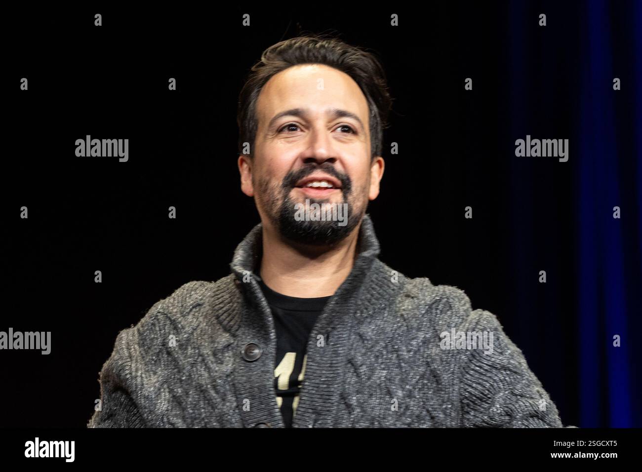 Lin-Manuel Miranda in conversation with Frank DiLella on stage during ...