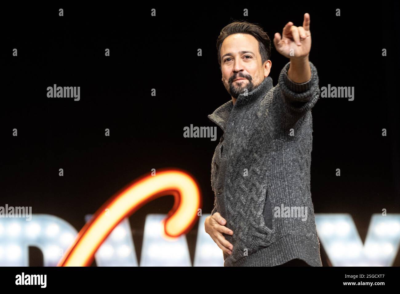 Lin-Manuel Miranda in conversation with Frank DiLella on stage during ...