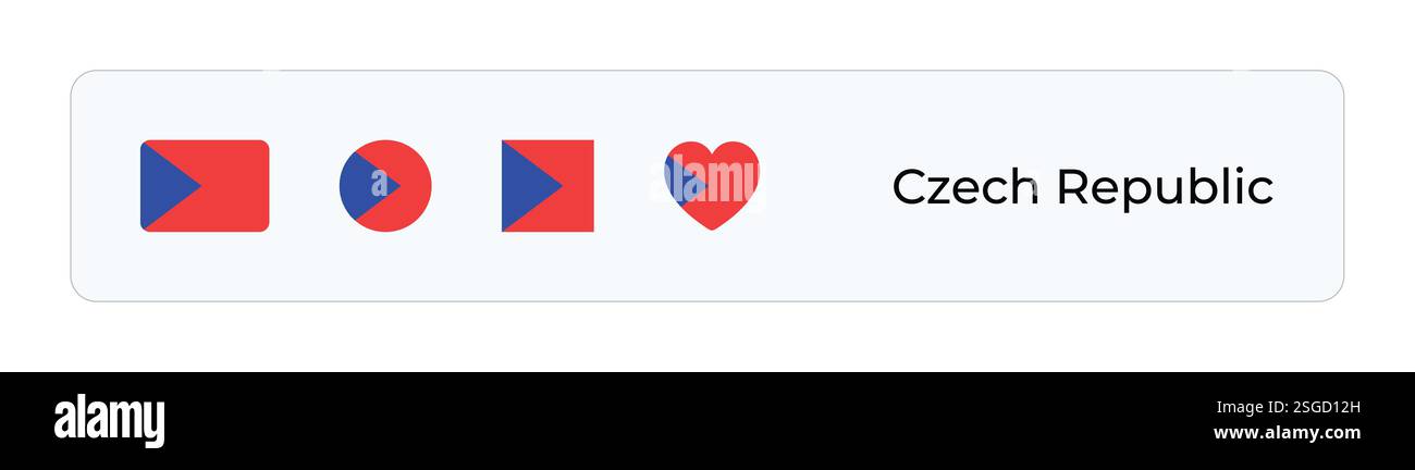 Minimalist Czech Republic Flag Icons. Rectangular, Square, Circular ...