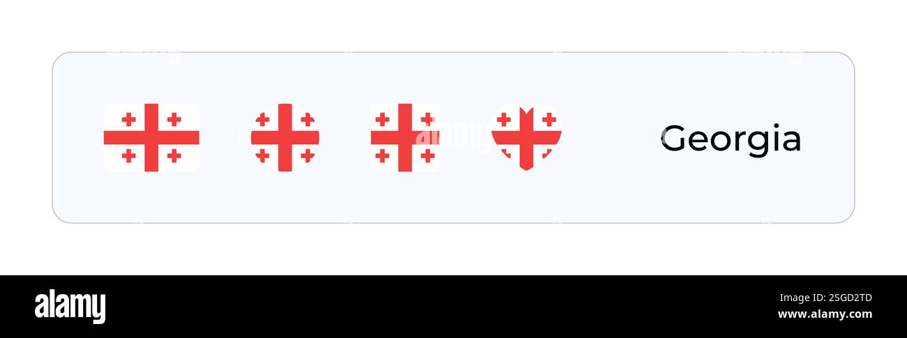 Minimalist Georgia Flag Icons. Rectangular, Square, Circular, Heart ...