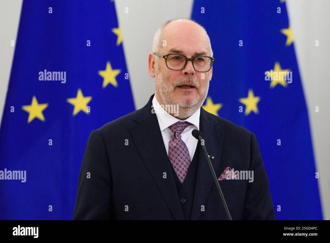 Estonia's President Alar Karis gives a statement at the Presidential ...
