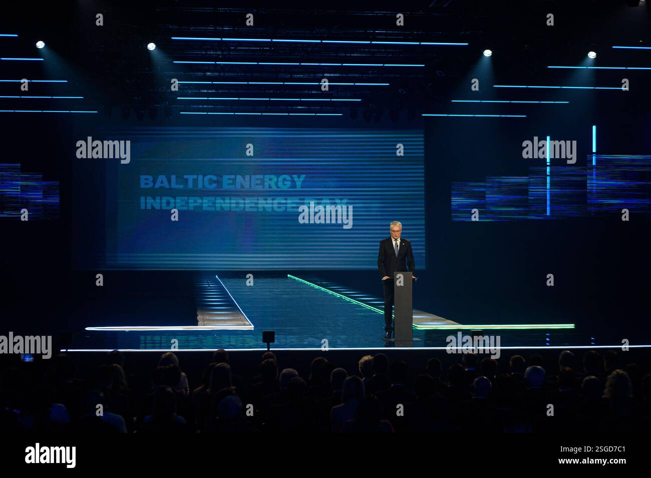 Lithuanian President Gitanas Nauseda speaks during the 'Baltic Energy Independence Day' ceremony ...