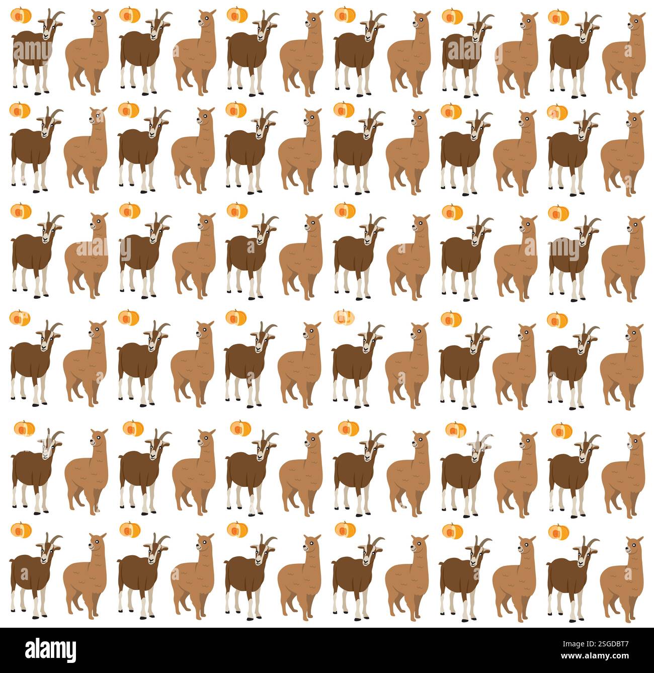 alpaca, goat with fruit as a pattern background Stock Vector Image ...