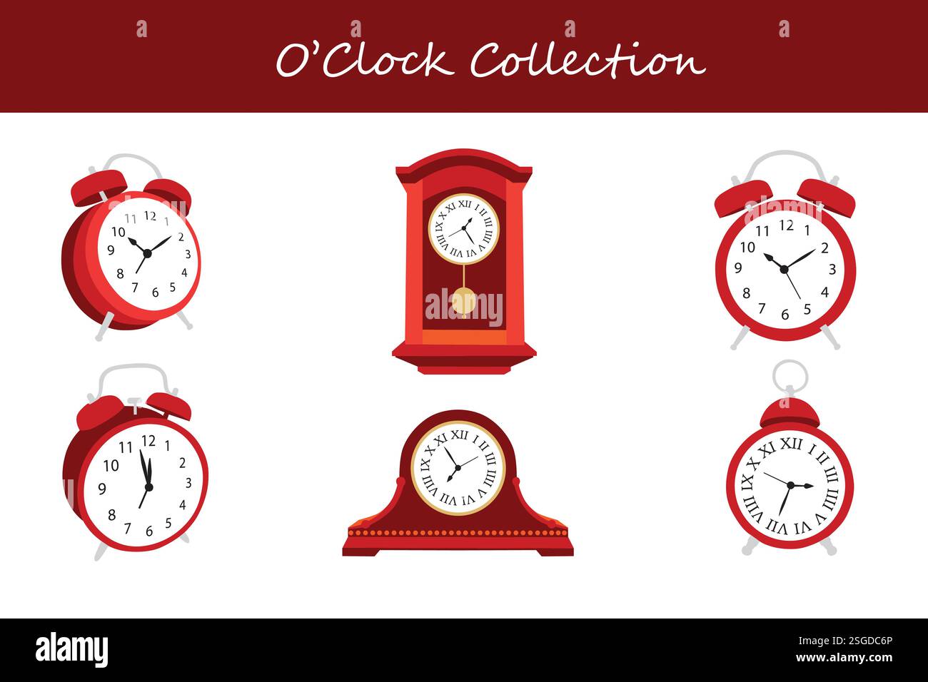 O'Clock collection in different style. Vector illustration Stock Vector ...