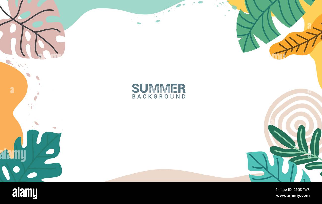 Summer greeting card clipart background. Summer tropical colorful ...