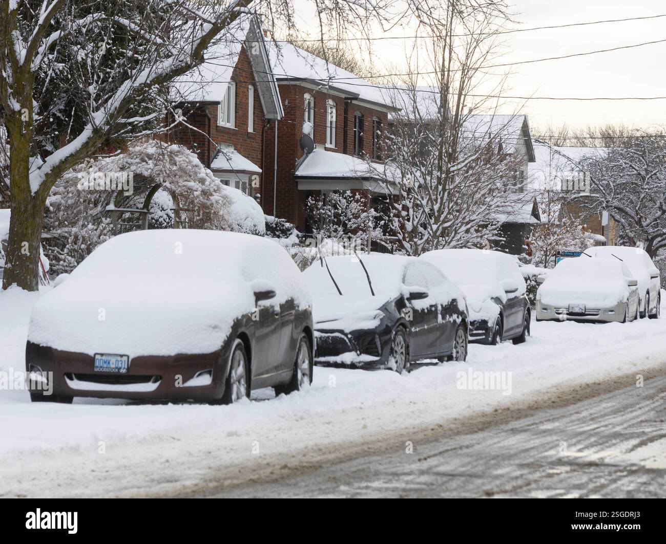 Toronto, Canada. 9th Feb, 2025. Snow-covered vehicles are seen in ...