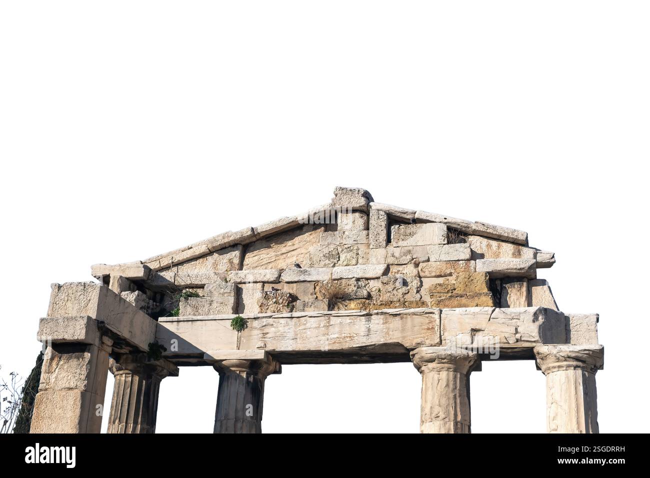 Athens Greece. Gate of Athena Archegetis isolated on white sky. Roman ...