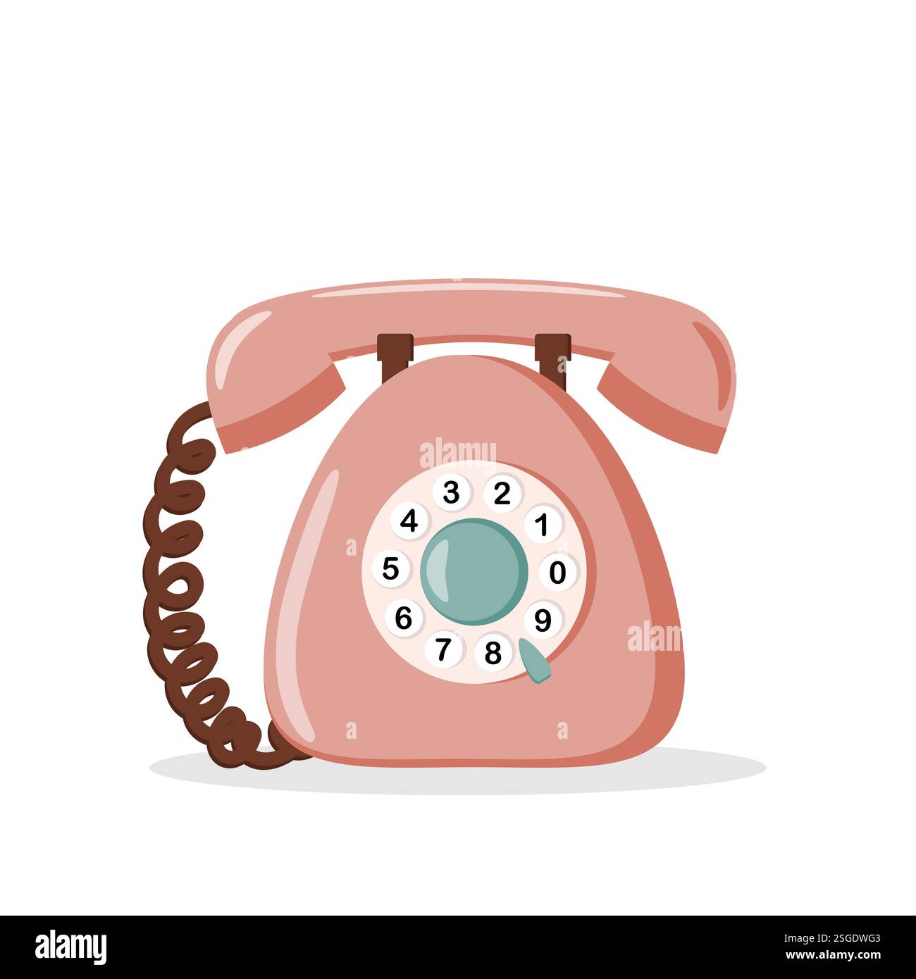 Retro rotary phone illustration, isolated on white background Stock ...