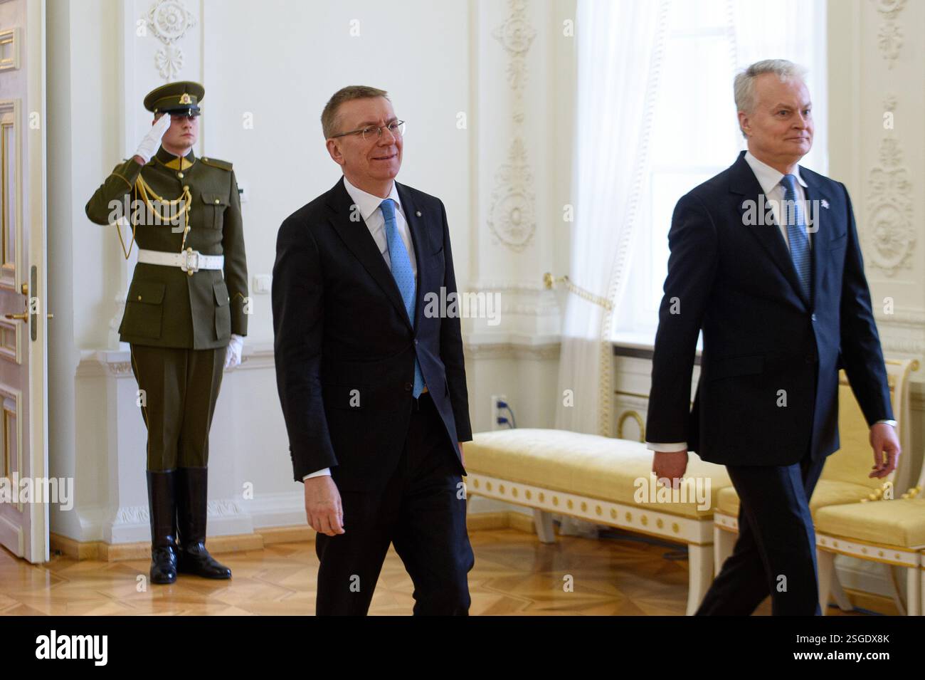 Vilnius, Lithuania. 09th Feb, 2025. Latvian President Edgars Rinkevics ...
